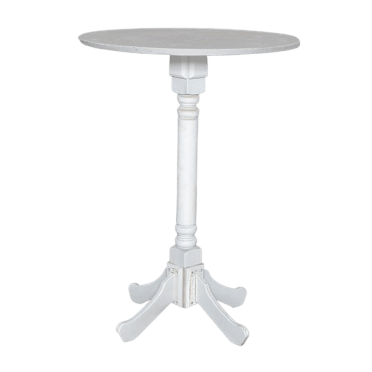 White Antiqued Hi-Boy Table - Tablescapes